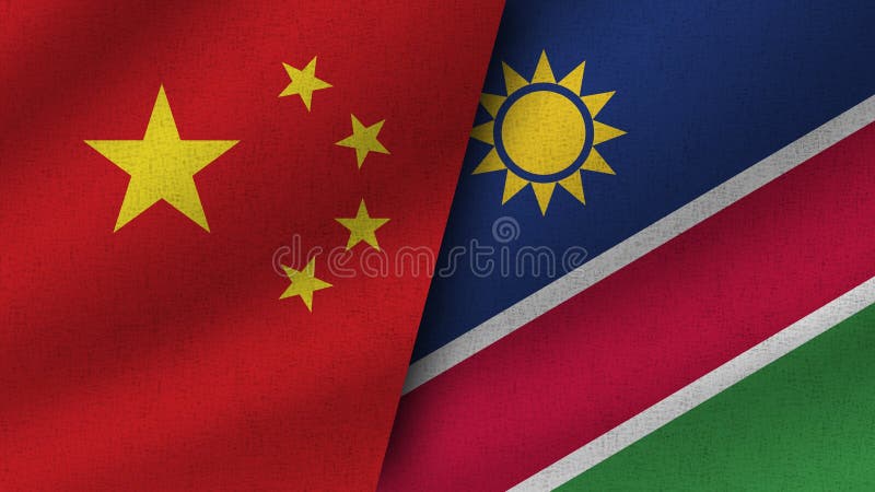 Namibia and China Realistic Two Flags Together Stock Illustration ...