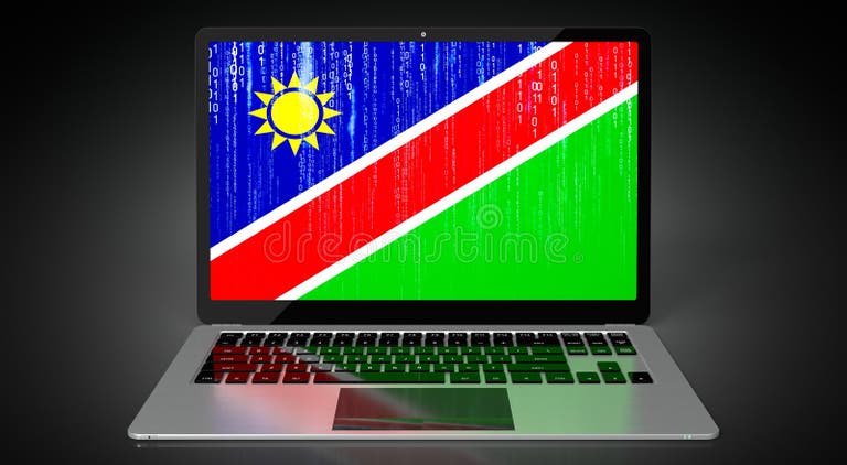 Namibia - Country Flag and Binary Code on Laptop Screen Stock ...