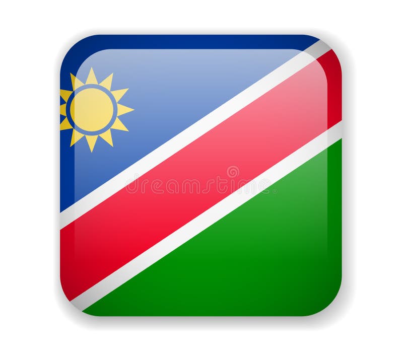 Namibia Flag. Bright Square Icon on a White Background Stock ...