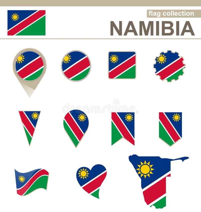 Namibia Flag Collection stock vector. Illustration of flag - 129630401