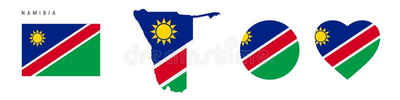 Namibia Flag in Different Shapes Icon Set. Flat Vector Illustration ...