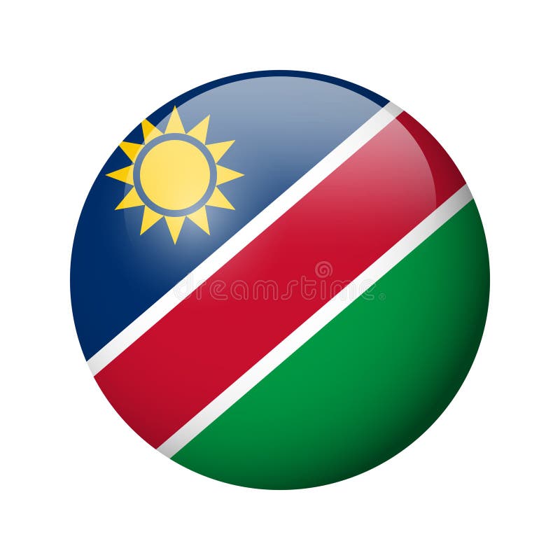 Glossy Circle Badge Flag of Namibia Stock Vector - Illustration of ...