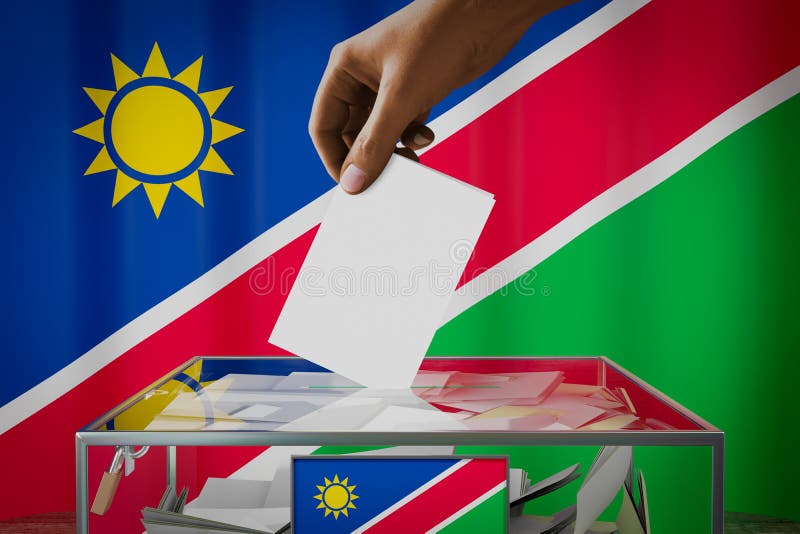 Namibia Flag, Hand Dropping Ballot Card into a Box - Voting, Election ...
