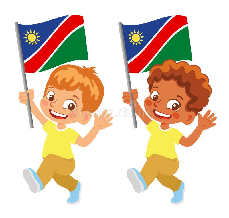 Namibia flag in hand set stock illustration. Illustration of namibian ...