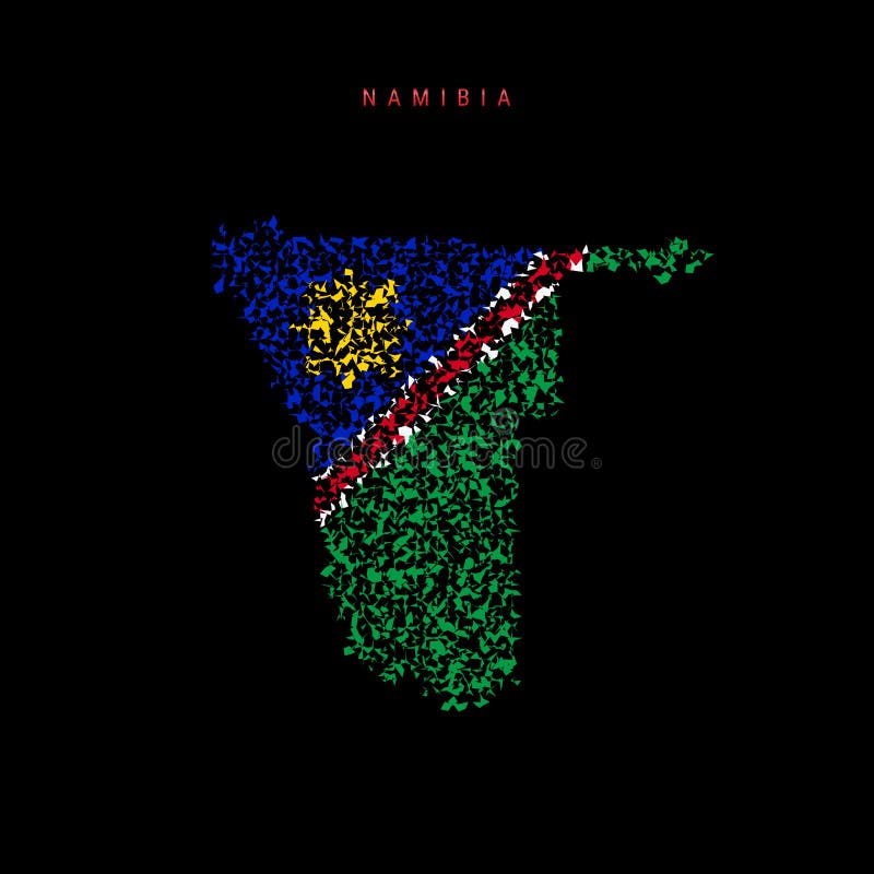 Namibia Flag Map Chaotic Particles Pattern In The Namibian Flag Colors