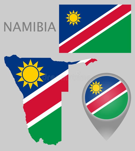 Namibia Flag, Map and Map Pointer Stock Vector - Illustration of icon, borders: 152640269