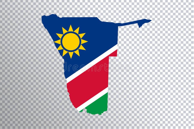 Namibia Flag on Map, Transparent Background Stock Illustration ...