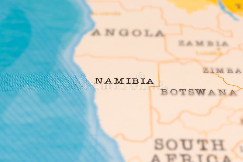 Namibia in Focus on a Tilted World Map. Stock Illustration ...