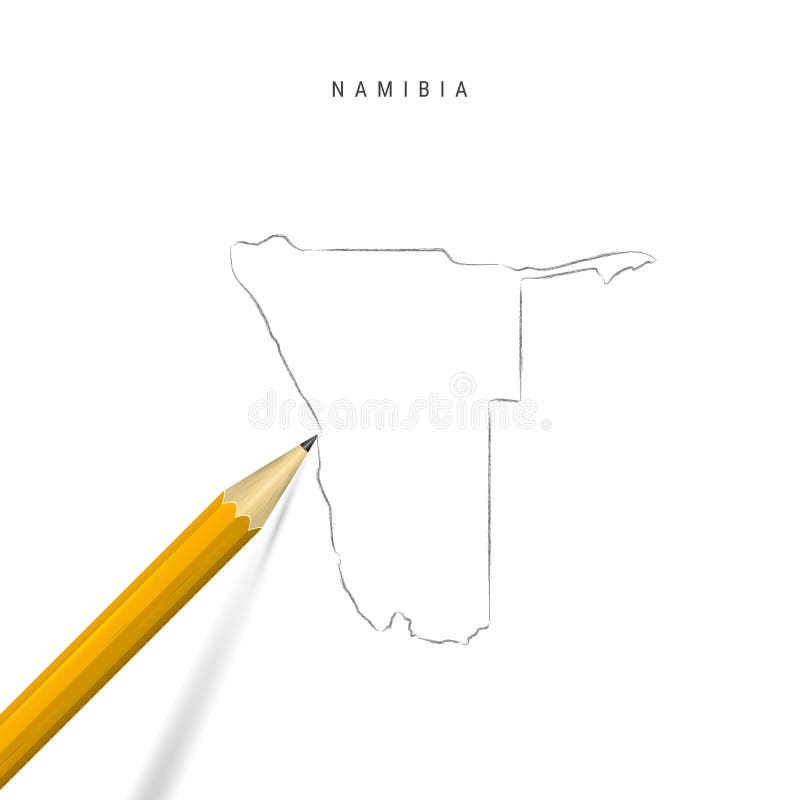 Namibia Freehand Pencil Sketch Outline Vector Map Isolated on White ...
