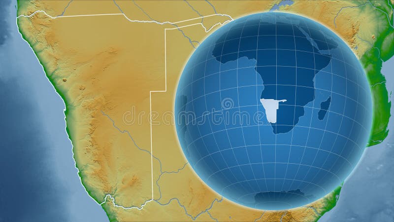 Namibia - Physical. Country and Globe, Composition Stock Illustration ...