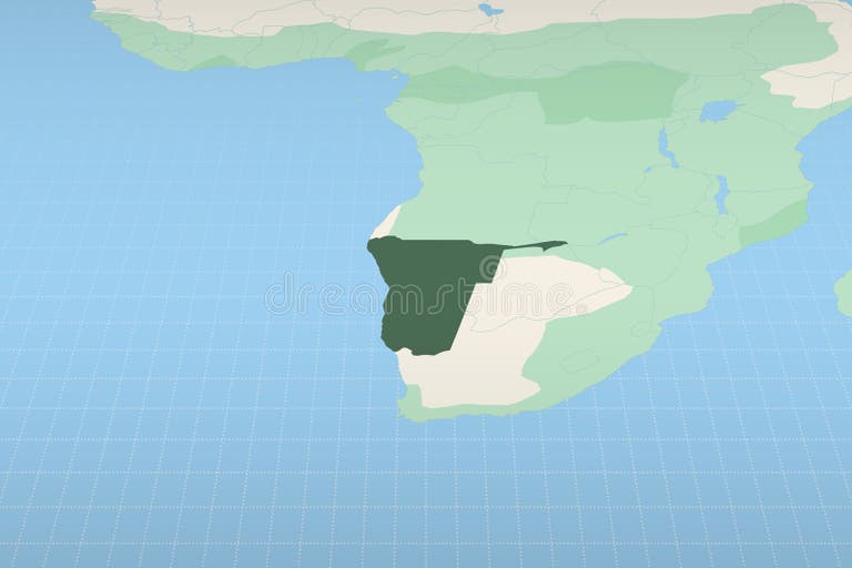 Namibia Highlighted on a Detailed Map, Geographic Location of Namibia ...