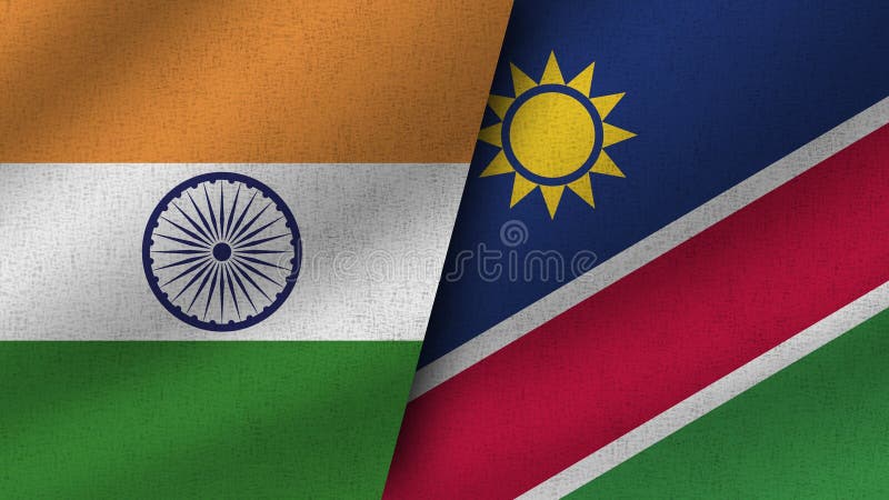 Namibia and India Realistic Two Flags Together Stock Illustration ...