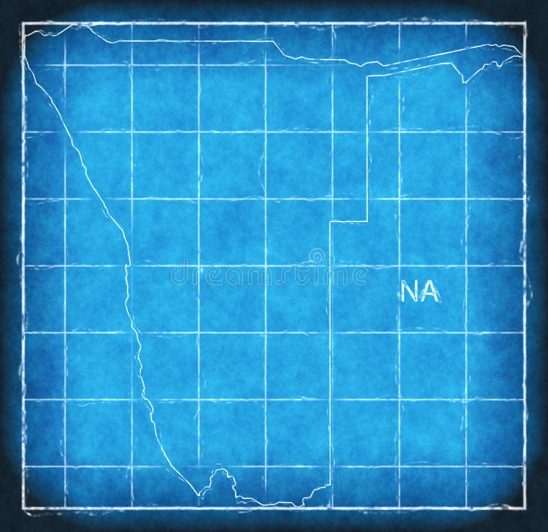Namibia Map Blue Print Artwork Illustration Silhouette Stock ...