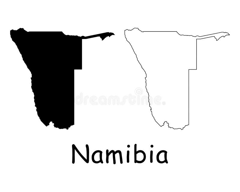 Namibia Map, Black and White Detailed Outline Regions of the Country Stock Illustration ...