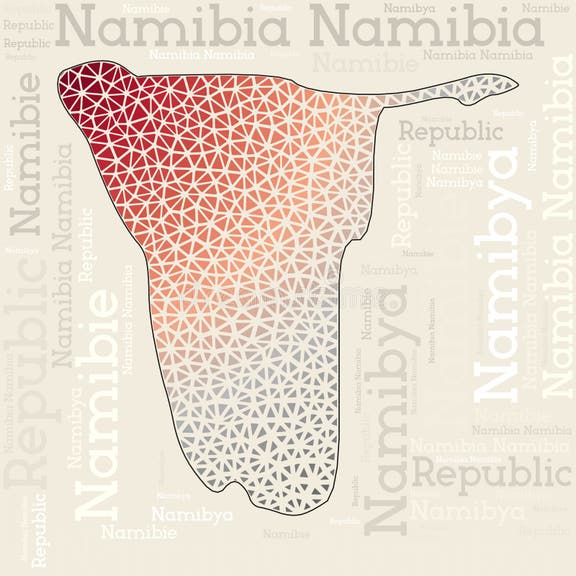 NAMIBIA Map Design. Country Names in Different Languages and Map Shape ...