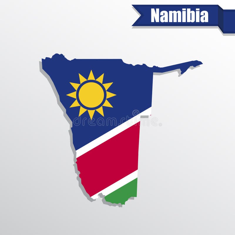 Namibia Map with Flag Inside and Ribbon Stock Illustration ...