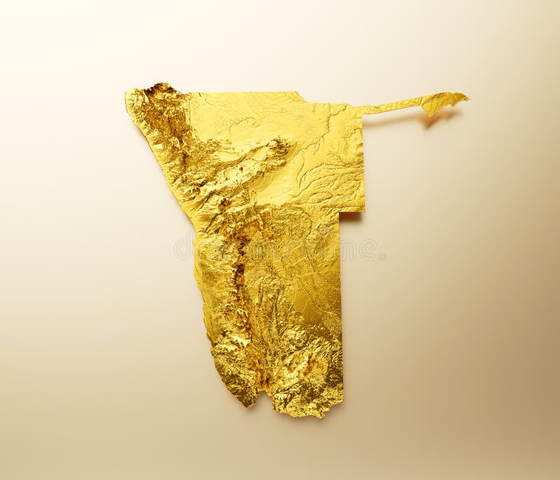 Namibia Map Golden Metal Color Height Map Background 3d Illustration ...