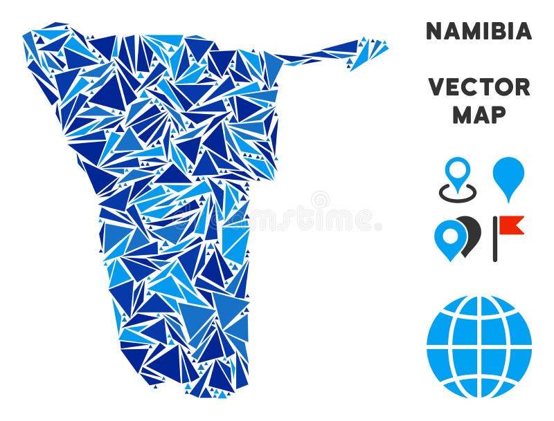 Blue Triangle Namibia Map stock vector. Illustration of blue - 120981393