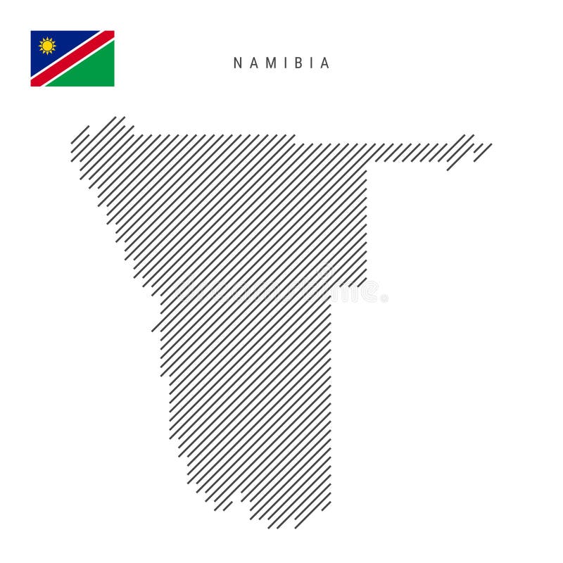 Namibia Map from Pattern of Black Slanted Parallel Lines. Flat Vector ...