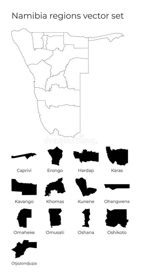 Namibia Map with Shapes of Regions. Stock Vector - Illustration of ...