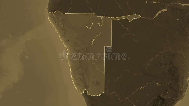 Namibia Map - Solid. Regions. Sepia. Labels Stock Video - Video of ...