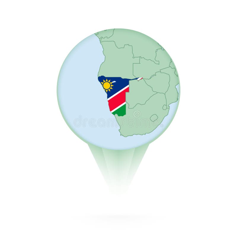 Namibia Map, Stylish Location Icon with Namibia Map and Flag Stock ...