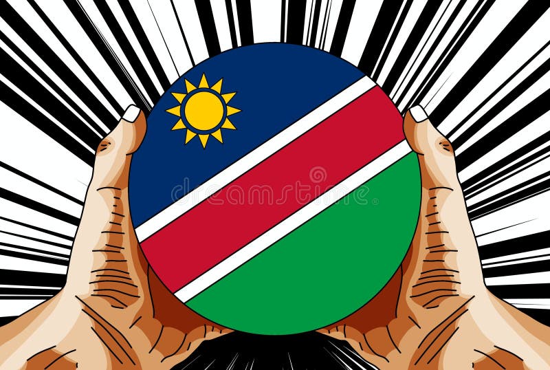Namibia National Flag, 3d Illustration of a Hand Holding a Round Flag ...