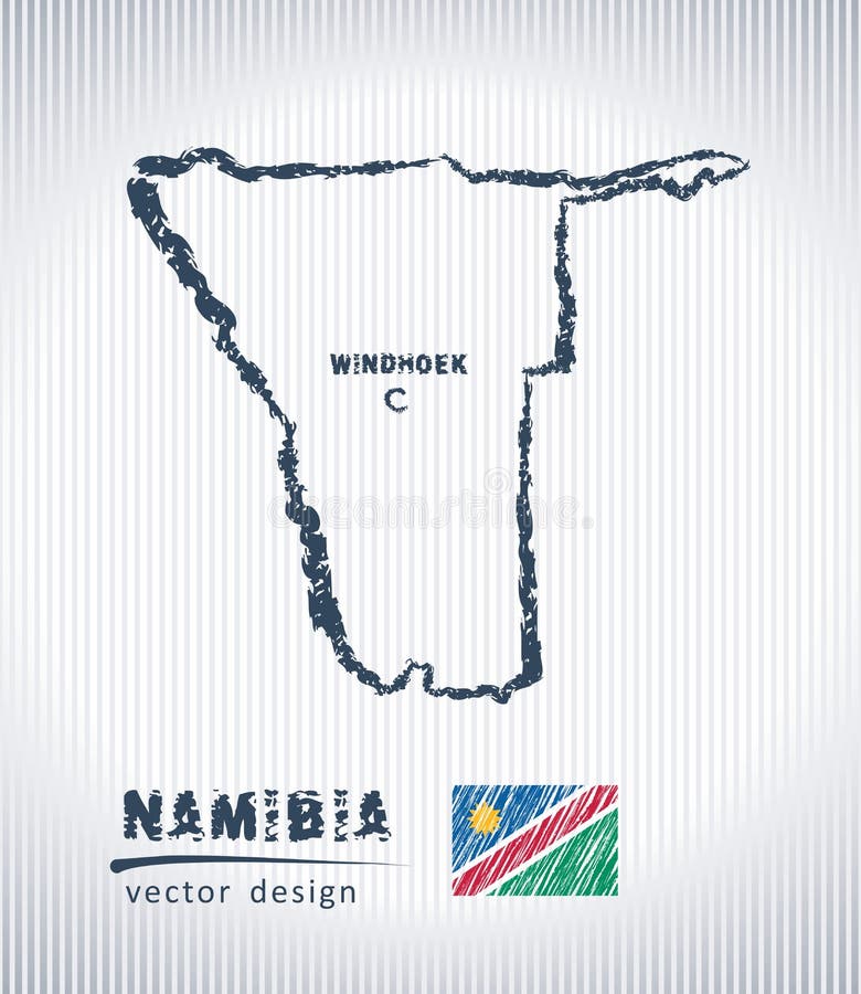Namibia National Vector Drawing Map on White Background Stock Vector ...