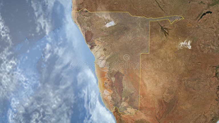 Namibia Outlined - Satellite Stock Illustration - Illustration of land ...