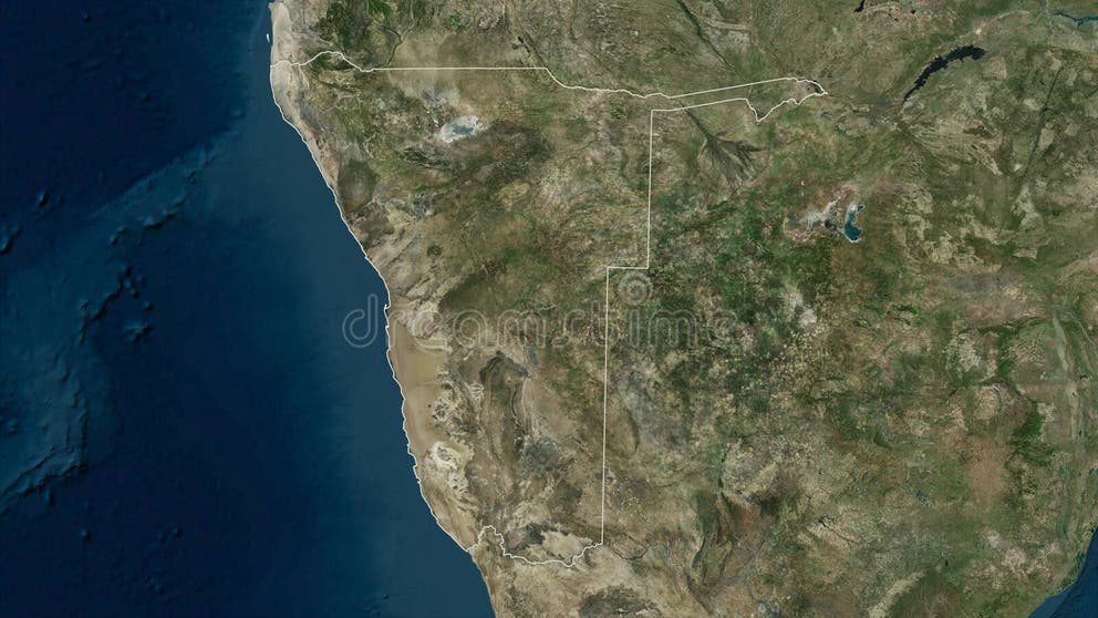 Namibia Outlined. High-res Satellite Stock Illustration - Illustration ...