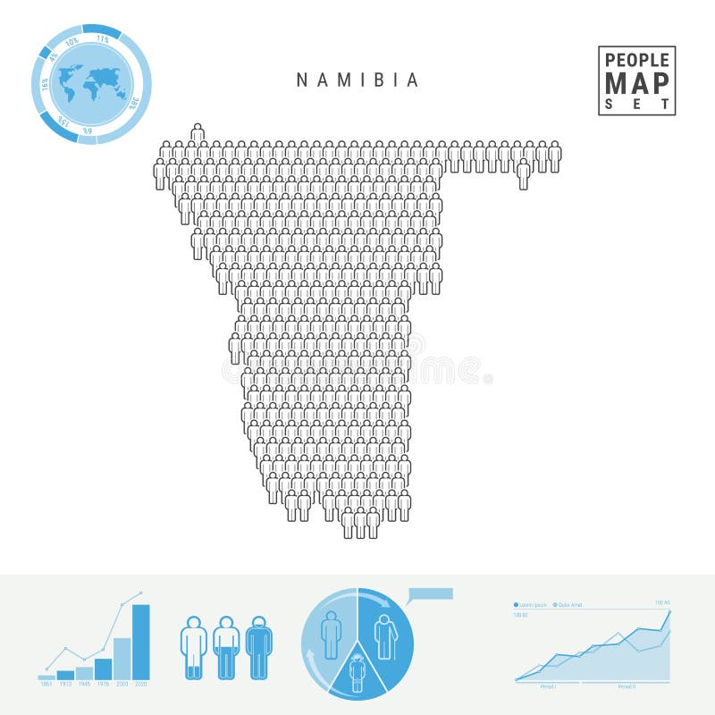 Namibia People Icon Map. Stylized Vector Silhouette of Namibia ...