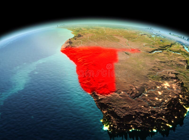 Namibia on Planet Earth in Space Stock Illustration - Illustration of ...