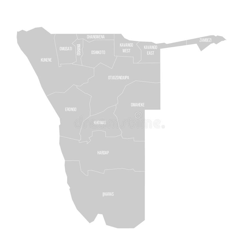 Namibia Political Map of Administrative Divisions Stock Vector ...