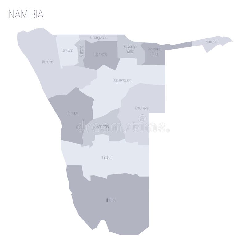 Namibia Political Map of Administrative Divisions Stock Vector ...