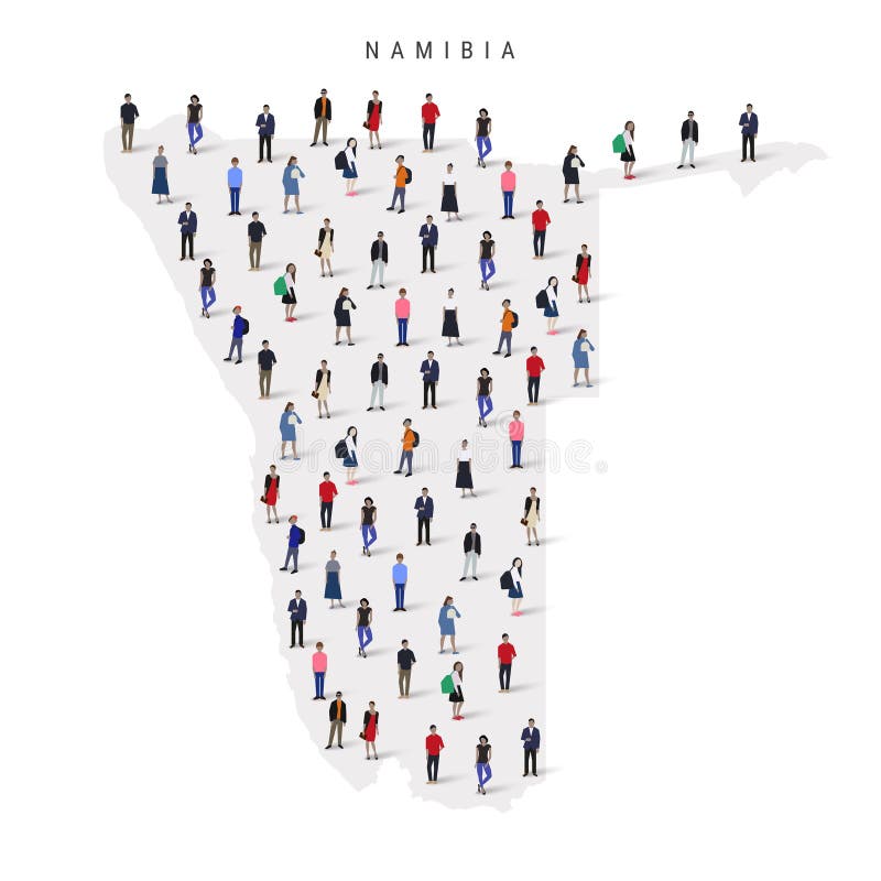 Namibia Population Map. Large Group of People in a Shape of Namibian Map. Flat Vector ...