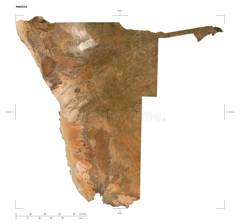 Namibia Shape on White. Low-res Satellite Stock Illustration ...