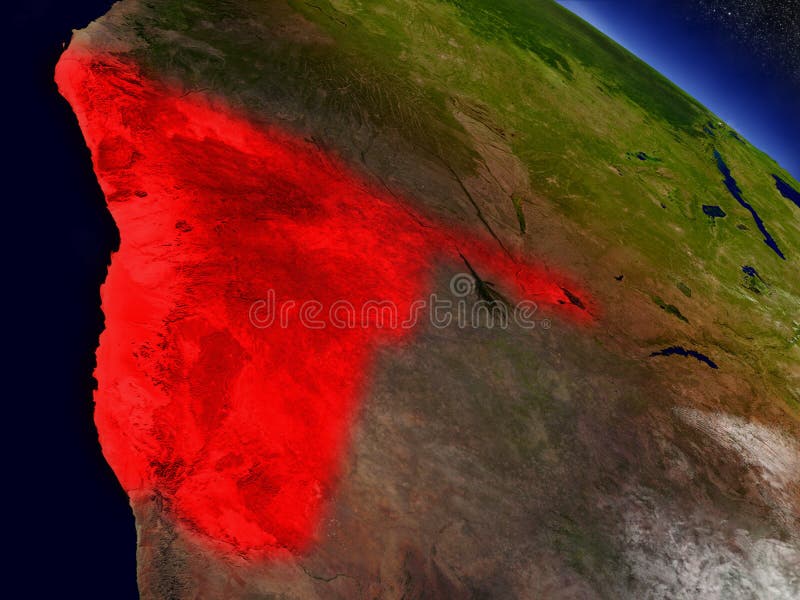Namibia from Space Highlighted in Red Stock Illustration - Illustration ...