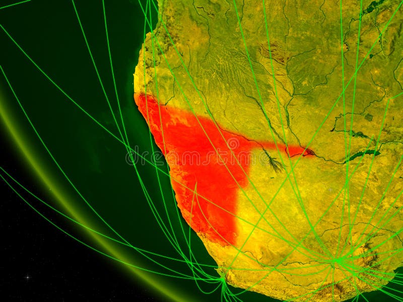 Namibia from Space with Network Stock Illustration - Illustration of ...