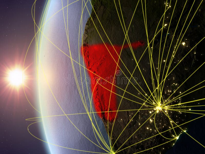Namibia from Space with Network Stock Illustration - Illustration of ...