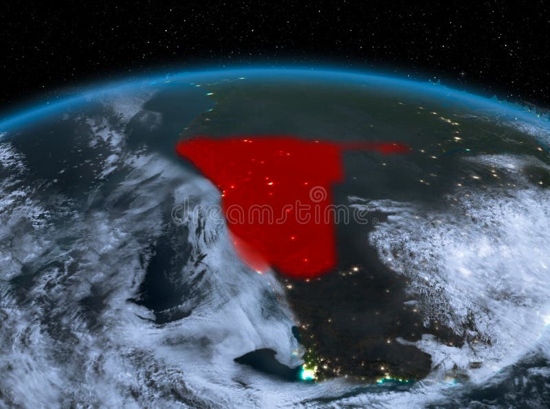 Namibia from Space at Night Stock Illustration - Illustration of ...