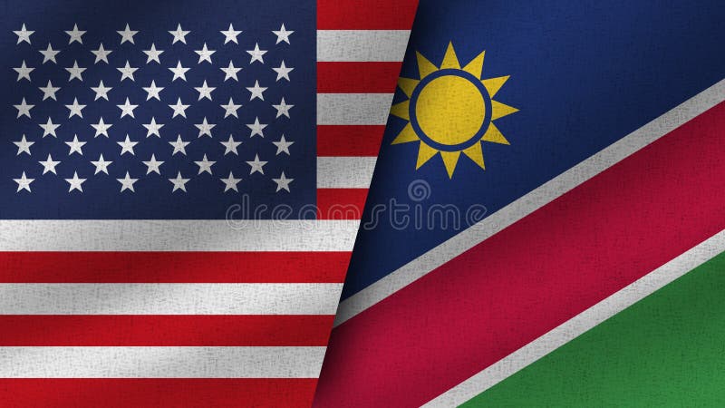 Namibia and USA Realistic Two Flags Together Stock Illustration ...