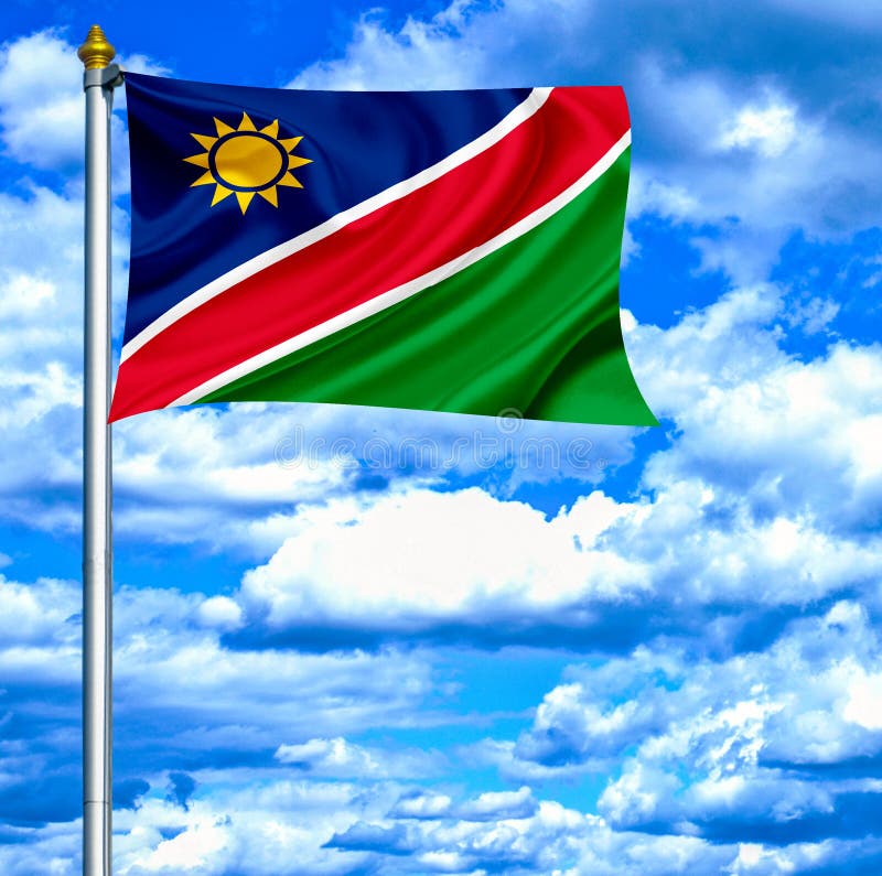 Namibia Waving Flag Against Blue Sky Stock Photo - Image of postcard ...