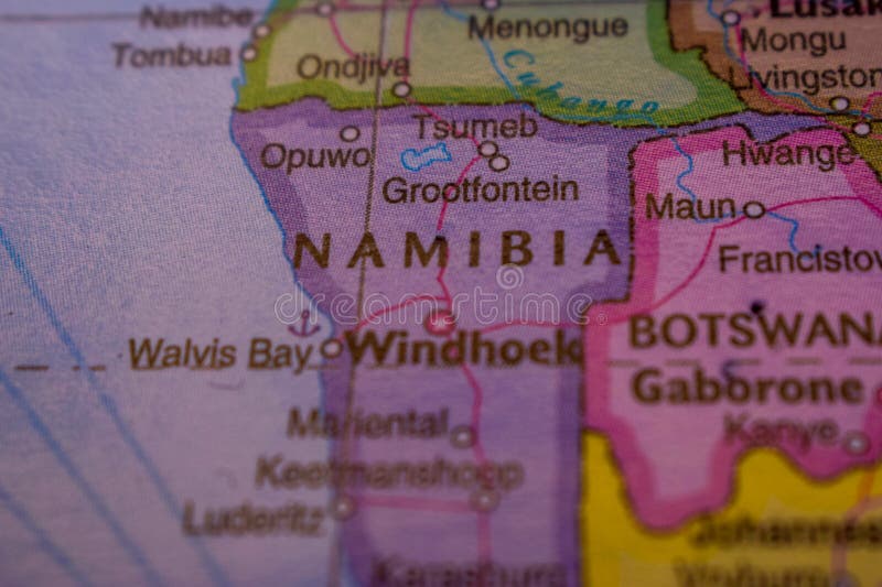 Namibia on the World Map-Geo Political Map Stock Photo - Image of ...