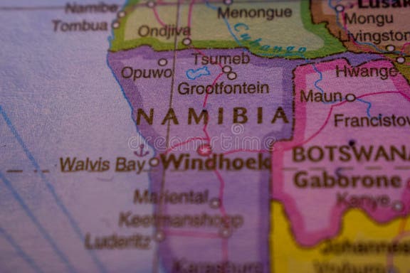 Namibia on the World Map-Geo Political Map Stock Photo - Image of ...