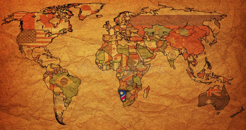 Namibia on world map stock photo. Image of country, wall - 190991196