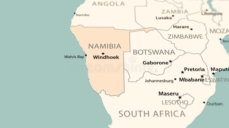 Namibia on the world map stock image. Image of destinations - 304481515