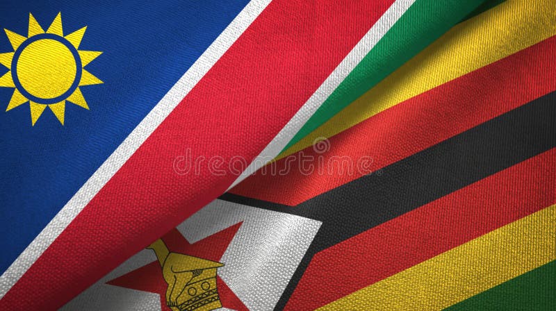 Namibia and Zimbabwe Two Flags Textile Cloth, Fabric Texture Stock ...