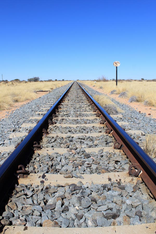 Namibian Desert Railway Line Perspective Stock Photo - Image of desert ...