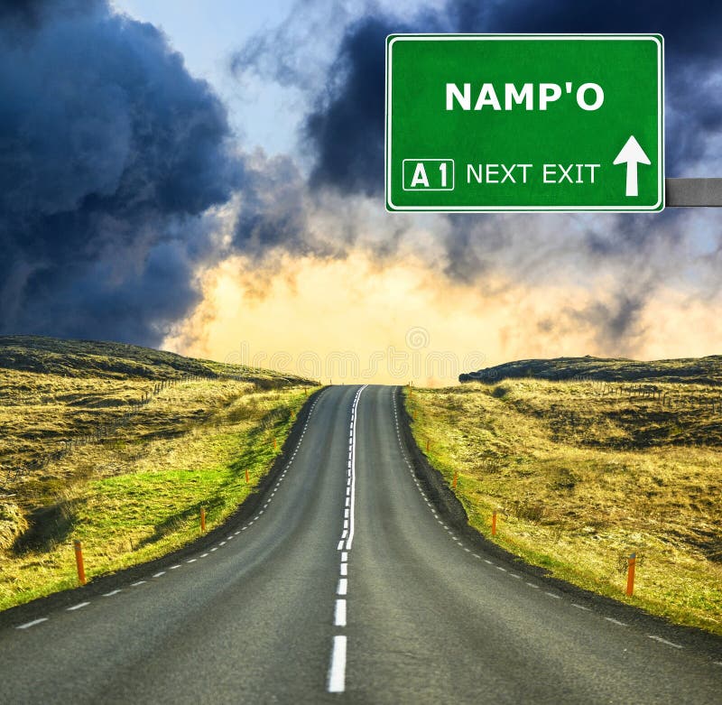 NAMP O Road Sign Against Clear Blue Sky Stock Photo - Image of road ...