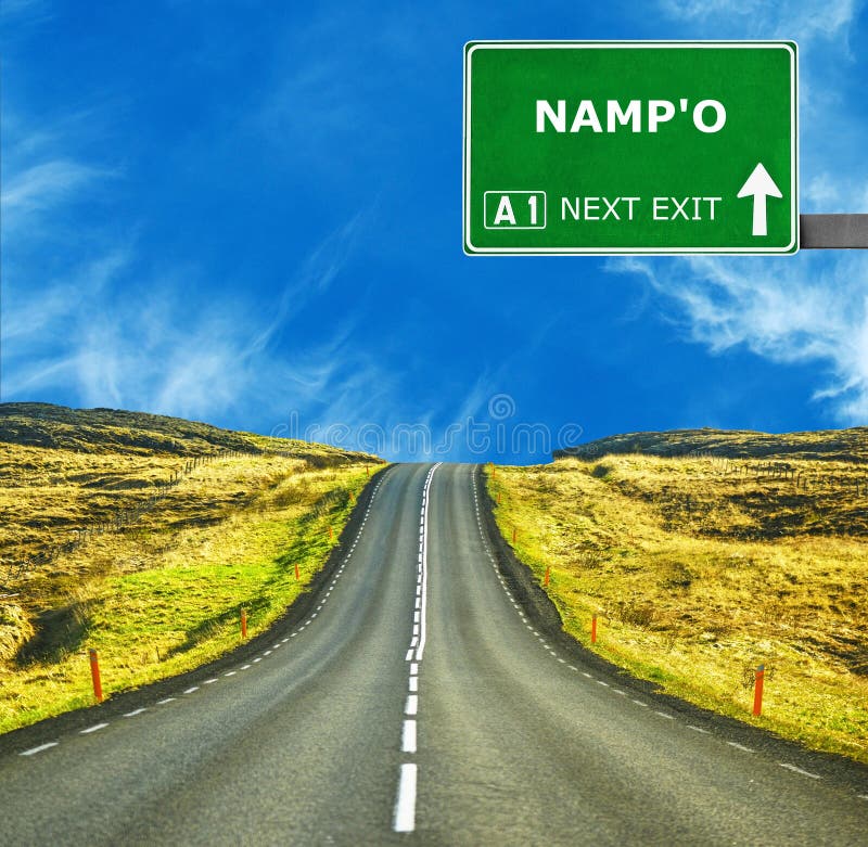 NAMP O Road Sign Against Clear Blue Sky Stock Photo - Image of road ...